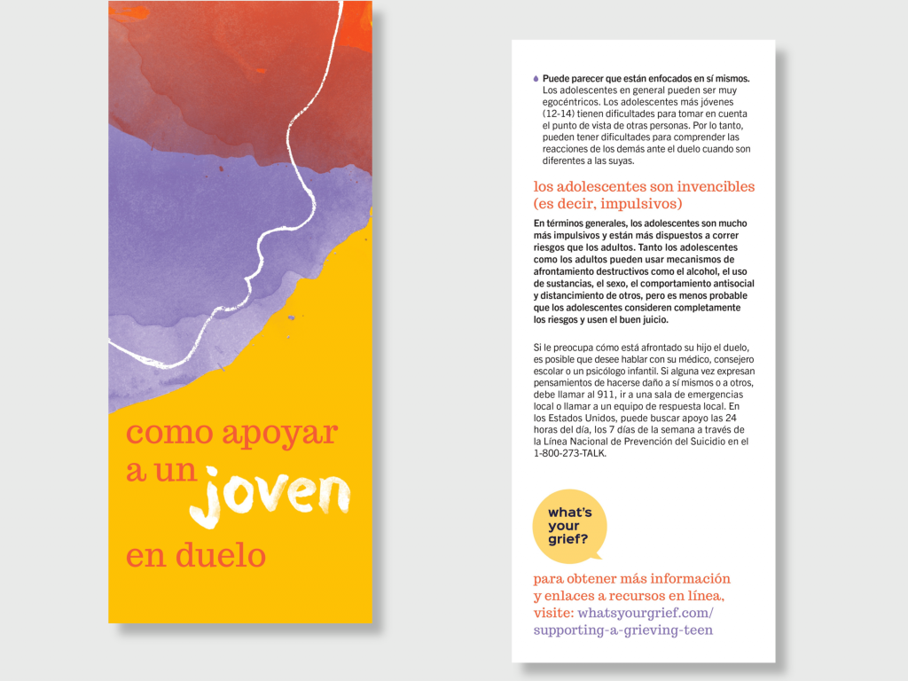 Spanish: Supporting a Grieving Teen Grief Brochure - What's Your Grief